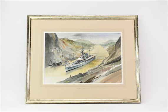 Ian Marshall | Ian Marshall Watercolor of HMS Raleigh Panama Canal 1922 ...