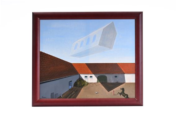 Werner Edebeau | Surrealist farm view | MutualArt