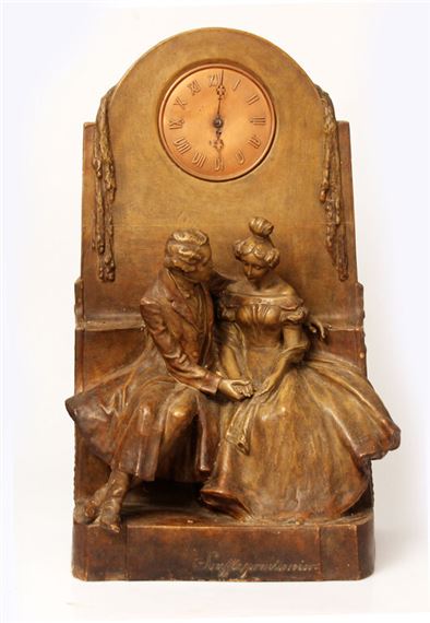 Friedrich Siegfried Goldscheider | Terracotta Mantel Clock (20th ...