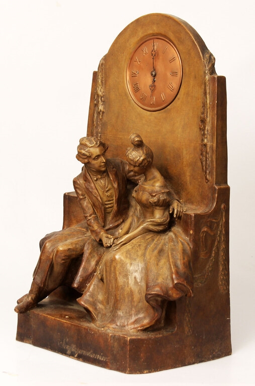 Friedrich Siegfried Goldscheider | Terracotta Mantel Clock (20th ...