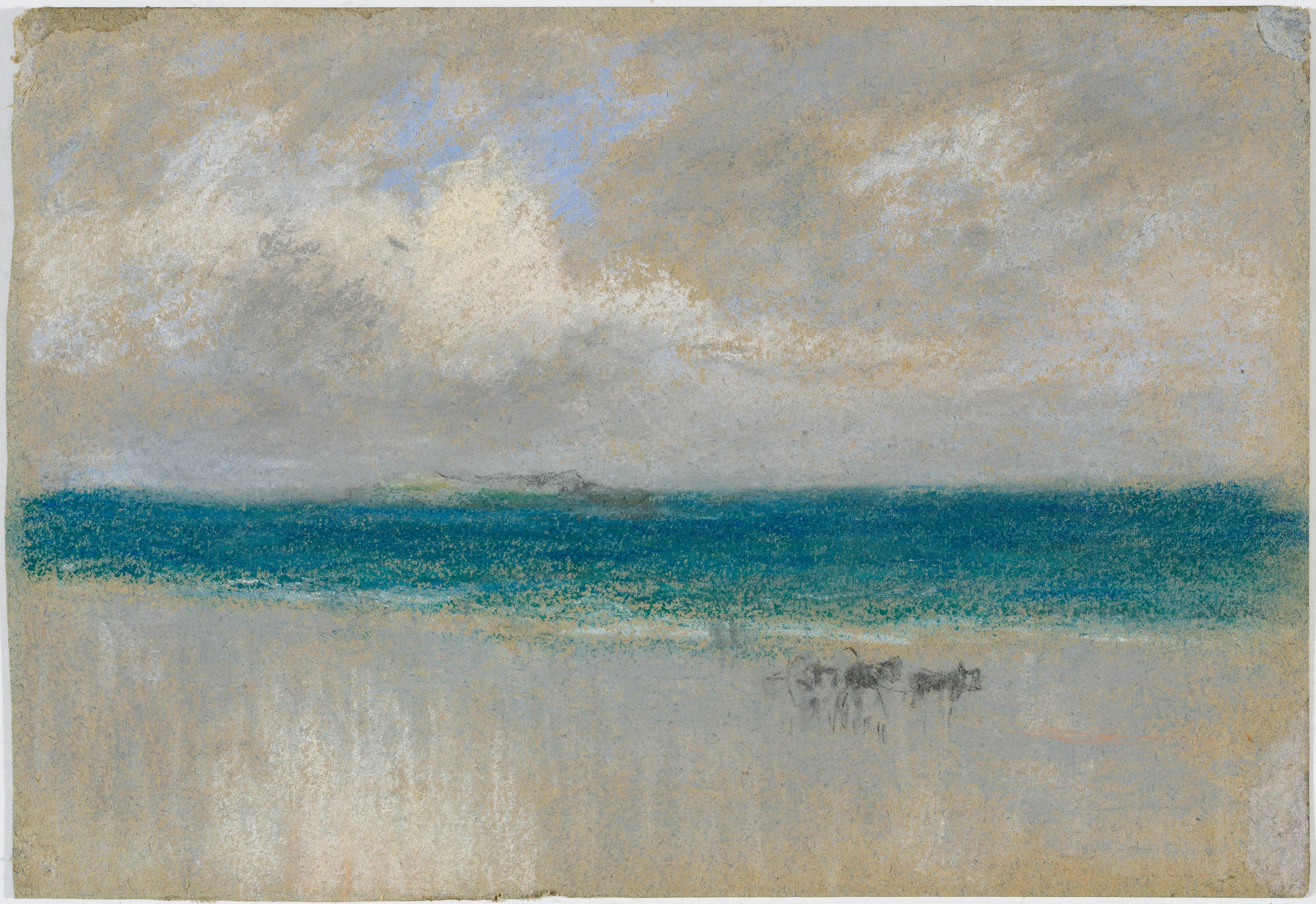 Eugène Louis Boudin | Wide beach landscape with horse and cart. Circa ...