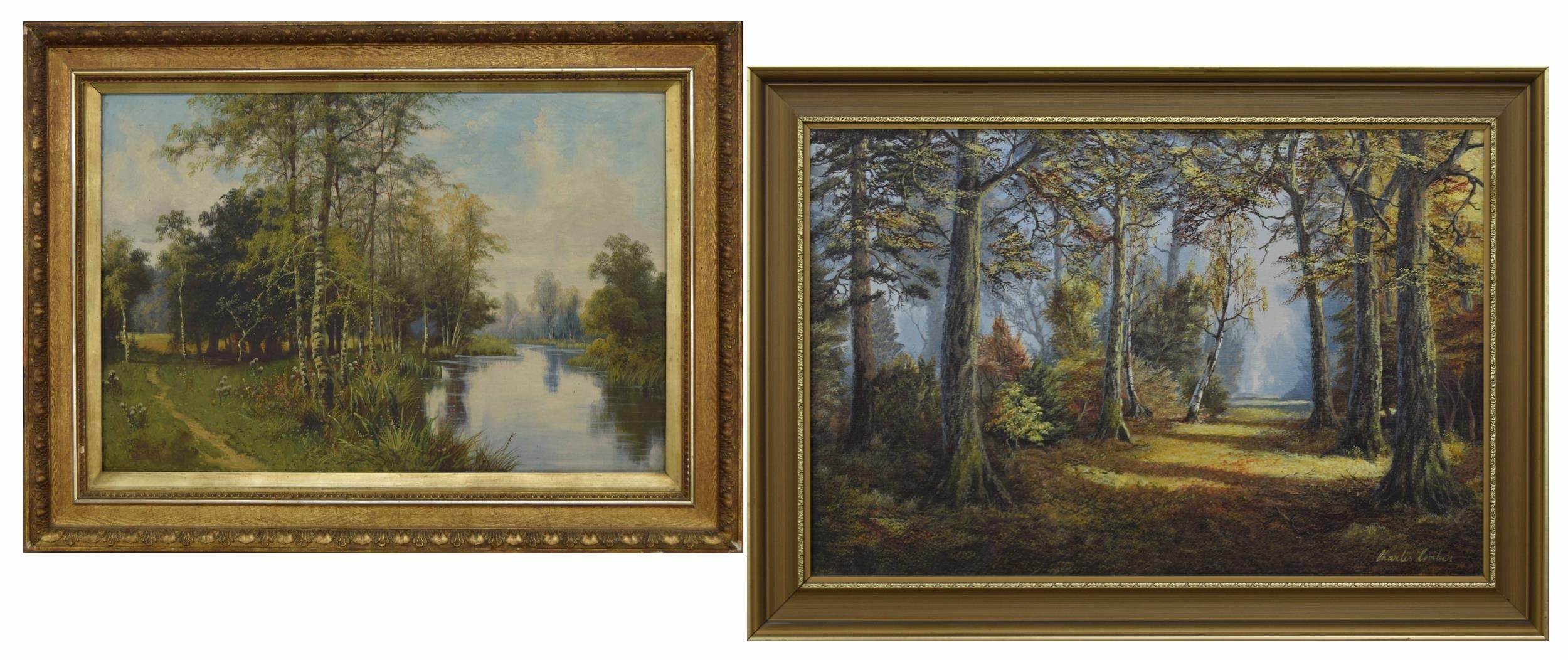 John Henry Boel | River Landscape with silver birch trees (1897 ...