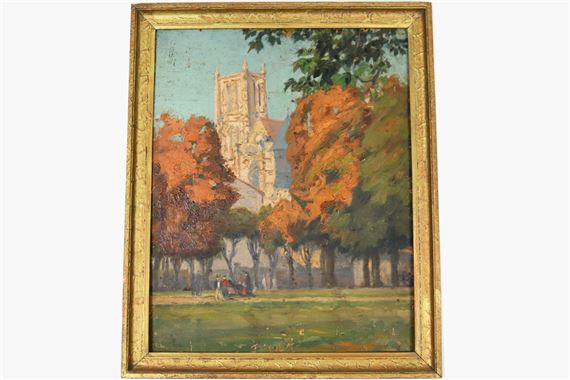 Paul Joseph Barian | La Cathédrale de Meaux Huile sur panneau de bois ...