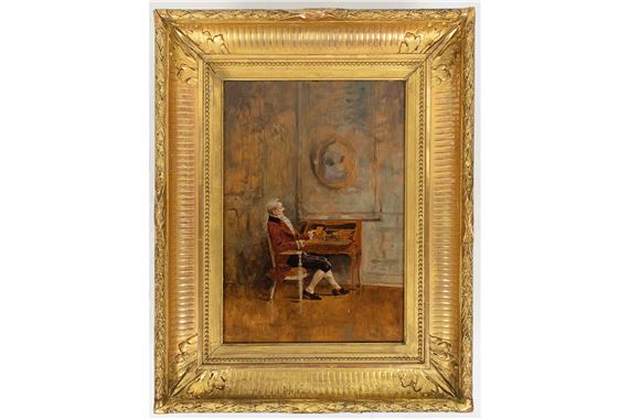 Charles Édouard Delort | Gentilhomme assis à son bureau Panneau ...