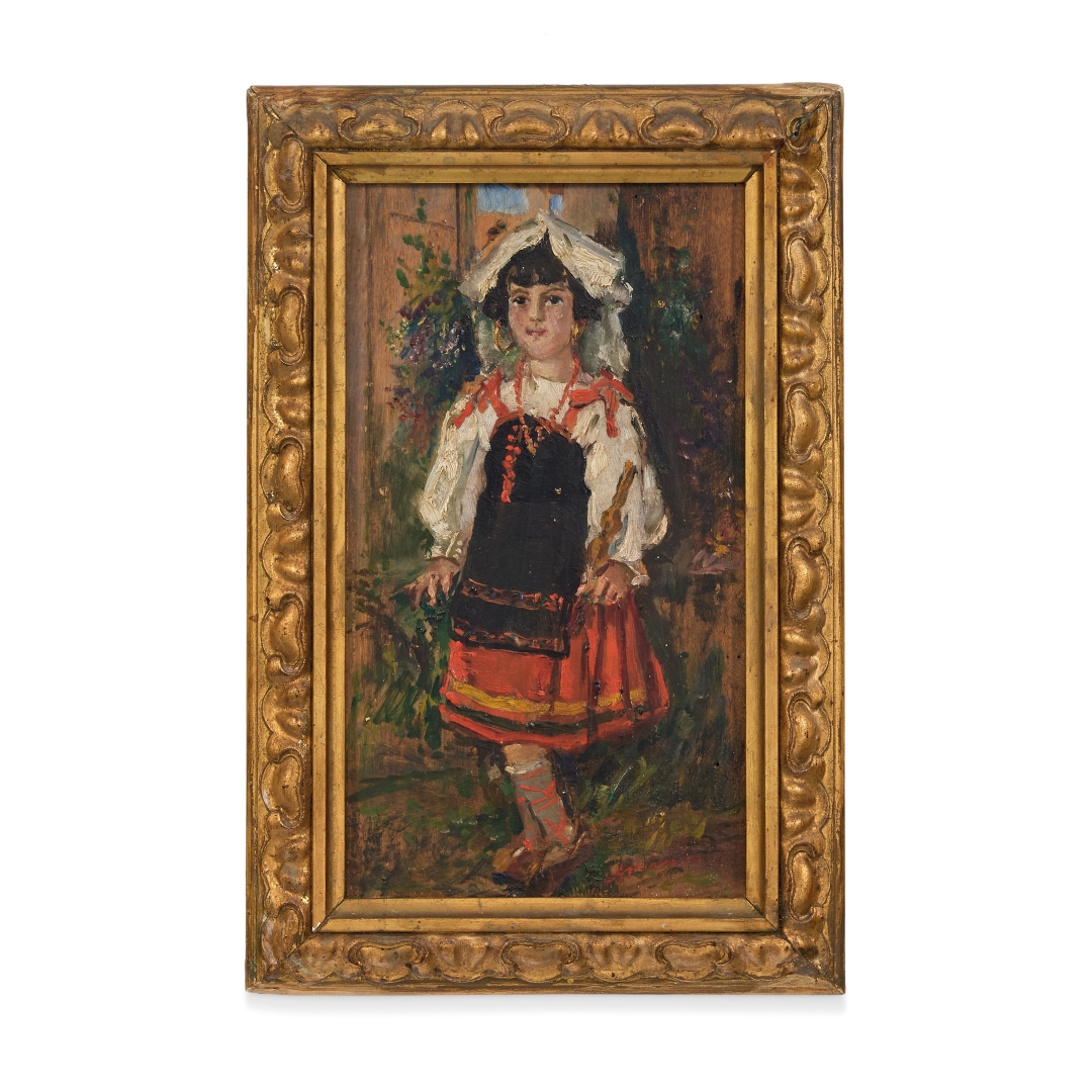 Antonio Mancini | Portrait of a little girl in a ciociaro costume (1852 ...