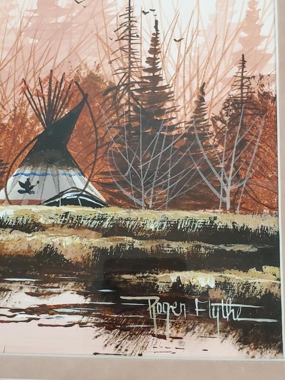 Roger Flythe | Signed Roger Flythe painting- Tee Pees w | MutualArt