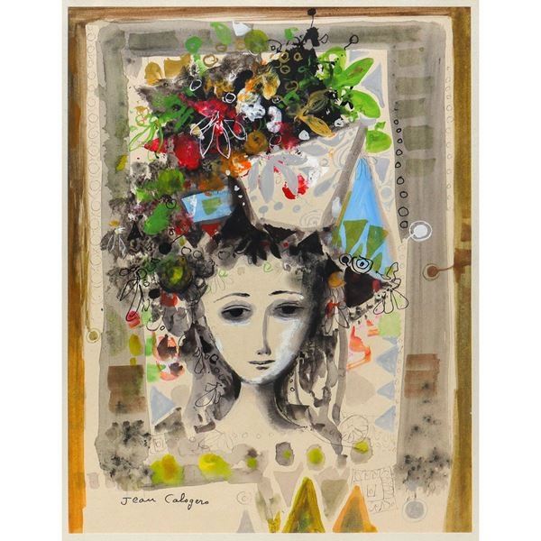 Jean Calogero | Figure of a girl with flowers on her head | MutualArt
