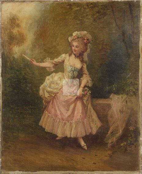 Jean-Honoré Fragonard | Portrait d’élégante au jardin | MutualArt