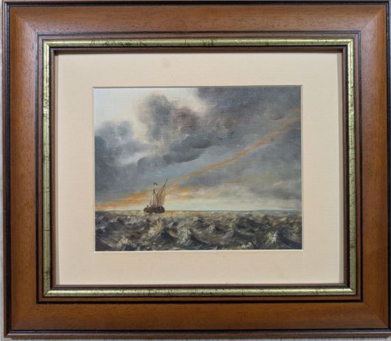 Reza Sarrafi | Storm at sea Oil on canvas mounted on cardboard Signed ...