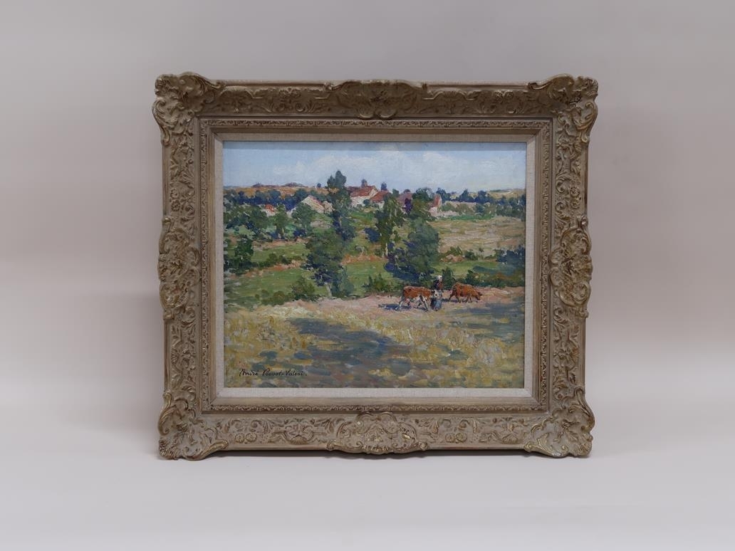 André Prevot-Valeri | A lady with two cattle in summer meadow | MutualArt