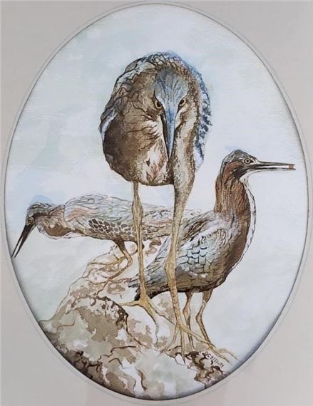 George C. Elliott | George C Elliott 14x11 WC Sandpipers | MutualArt