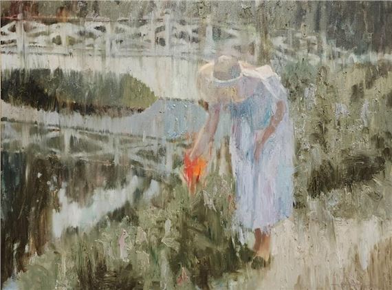 Charles Warren Mundy | C.W. Mundy 30x40 O/C The Foot Bridge | MutualArt