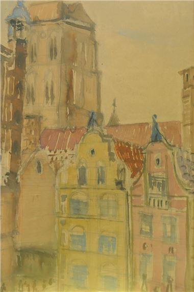 Wlodzimierz Berent | View from Gdansk - from Dluga Street to St | MutualArt