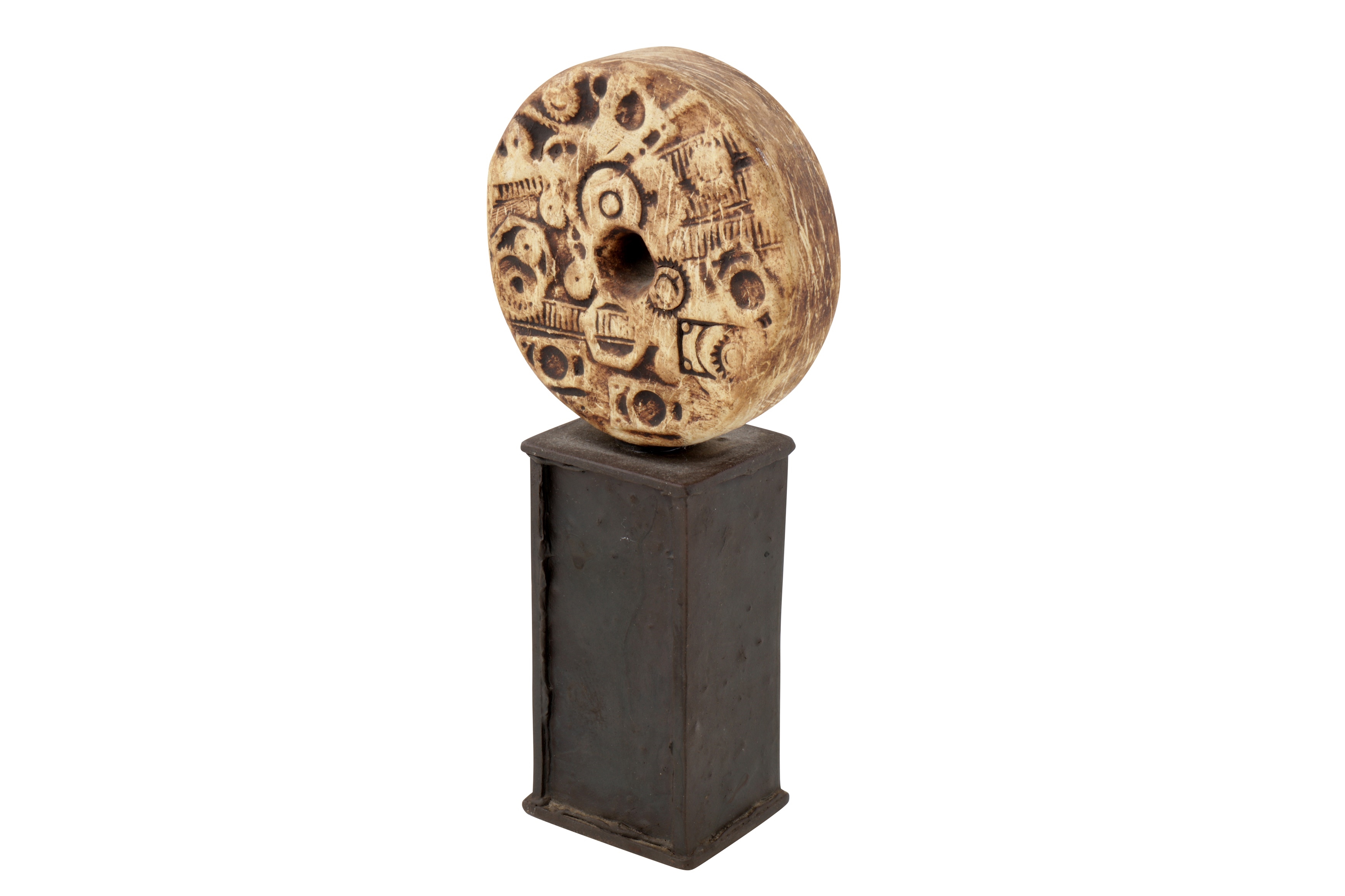 Jane Spencer | STUDIO POTTERY SCULPTURE, of disc form, moulded and ...