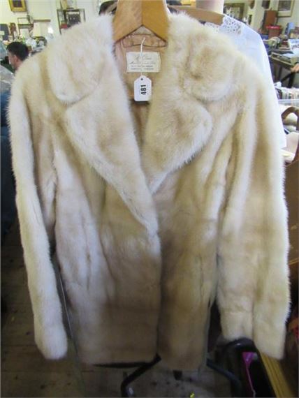 Jay Olson | JAY OLSON CREAM MINK THREE QUARTER COAT WITH LEATHER BELT ...