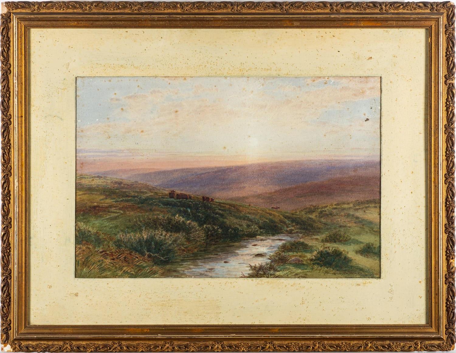 William Widgery | Scene in Dartmoor with cattle by a stream ...
