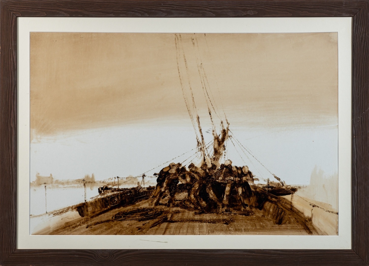 Anthony Amos | Deck hands to the capstan - Oil on board | MutualArt