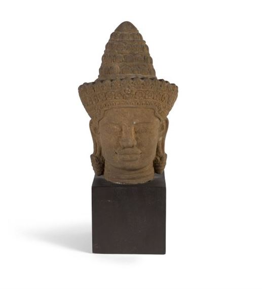 Cambodian School | CAMBODIA - Modern Two heads of deities in the ...