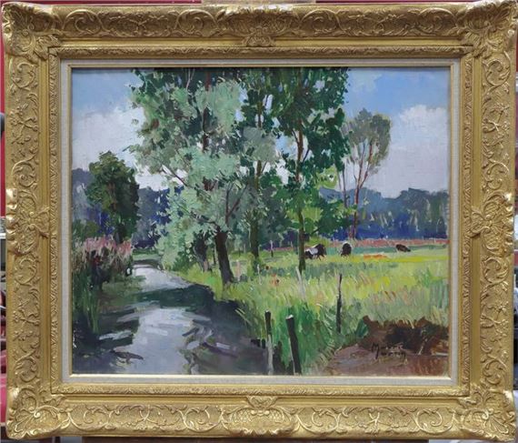 Maurice Martin | Maurice Martin 1894-1978 Norman landscape with a river ...