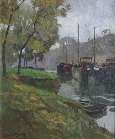 Maurice Martin | Maurice Martin 1894-1978 Barges on the river in autumn ...