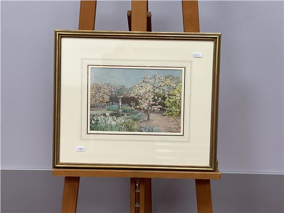 Ernest Albert Chadwick | Garden Scene with Pond and Cherry Blossom ...