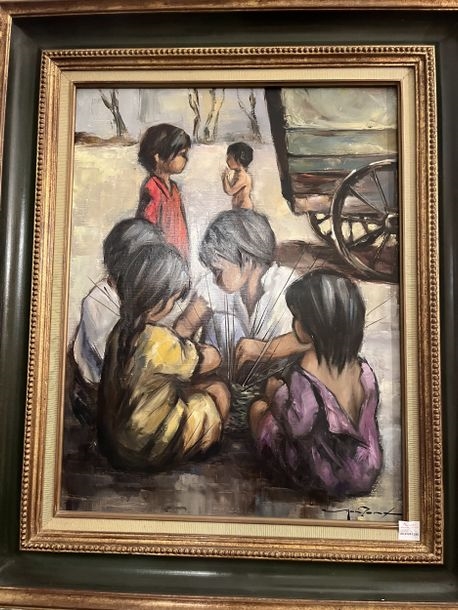 Pierre Manzone | Child weaving a wicker basket | MutualArt