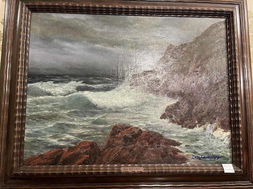 Jean Quilichini | Rocky coast during a storm | MutualArt