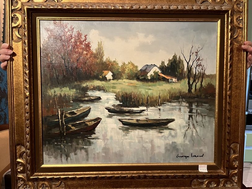 Georges Leroux | Boats on the pond | MutualArt