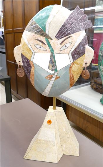 Joseph A. de Castro | Joseph de Castro Inlaid Mask Sculpture on Stand ...