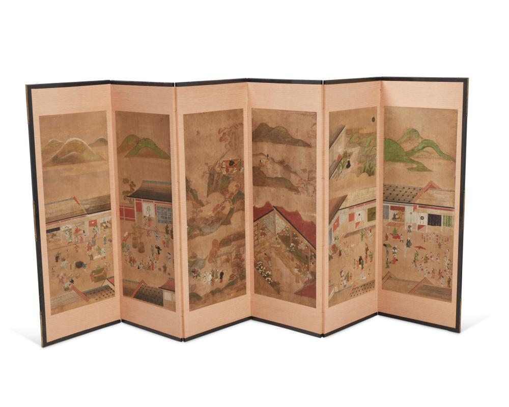 Japanese School | A pair of Japanese six-panel screens | MutualArt