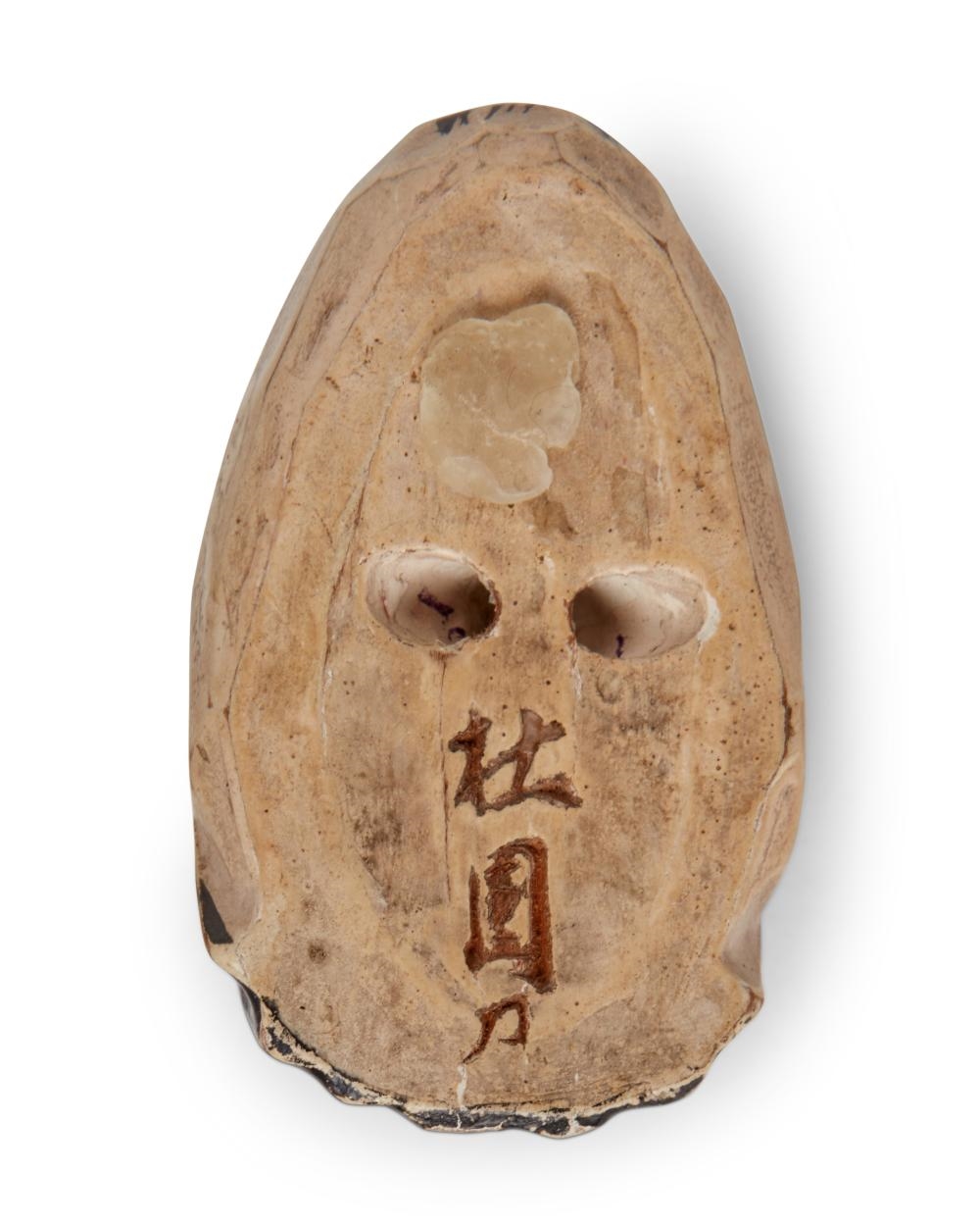 Japanese School | A Japanese polychrome carved wood crane netsuke ...