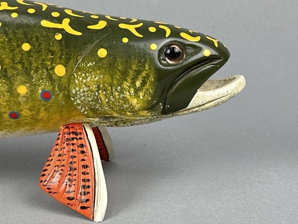 Carl Christiansen | Carl Christiansen Hand Carved Brook Trout | MutualArt