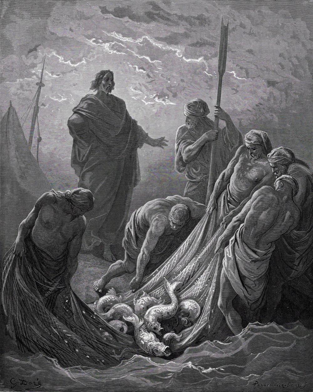 Gustave Doré | The Miraculous Draught of Fishes (from Dore's Bible ...