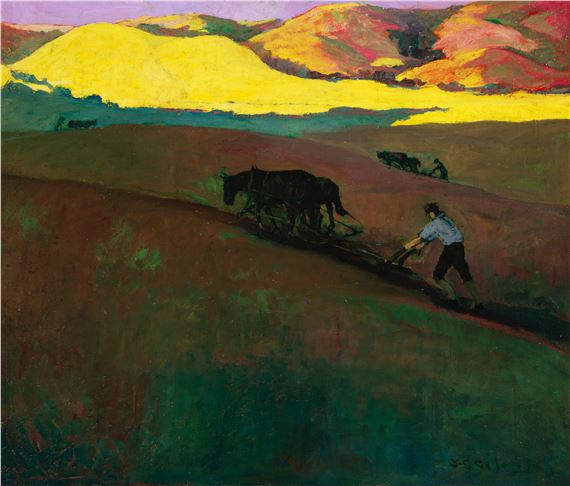 Selden Connor Gile | Three Men Ploughing (1931) | MutualArt