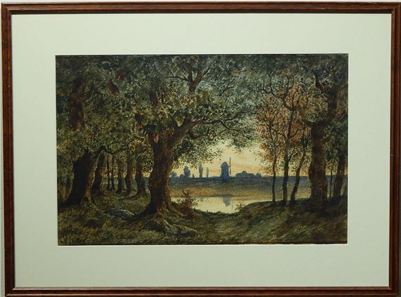 Dutch School, 19th Century | Forest and Windmill Scene (1885) | MutualArt