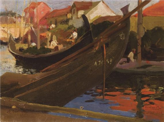 Cecilio Pla y Gallardo | Ships at the port (1912) | MutualArt