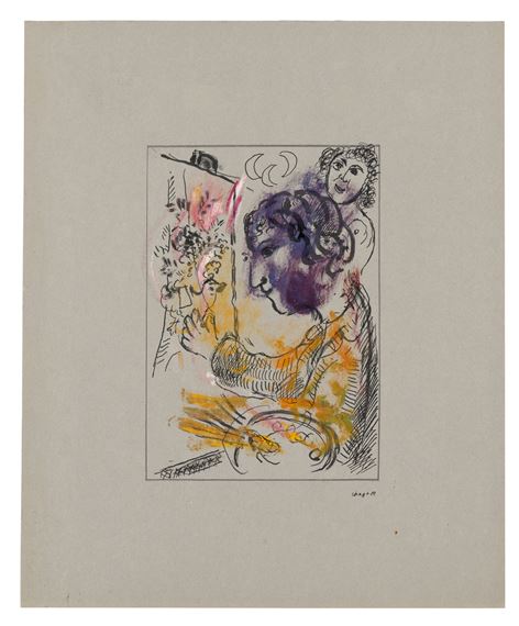 Marc Chagall | Peintre au profil violet (1972) | MutualArt