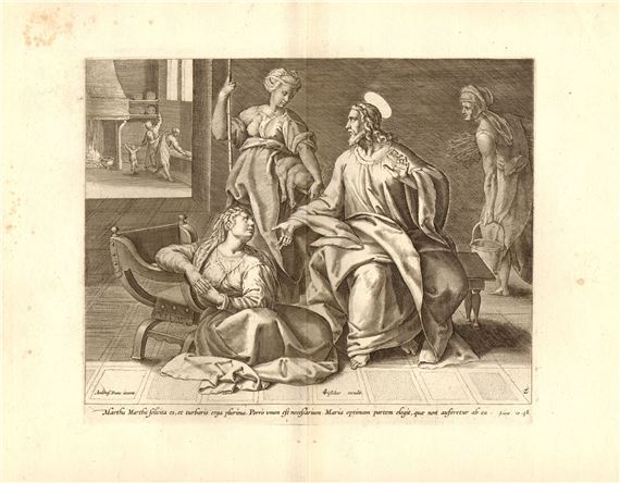 Ambrosius Francken I | Jesus at the home of Martha and Mary (1639 ...