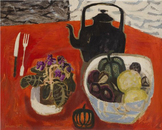 Mary Fedden | The Red Table (1957) | MutualArt