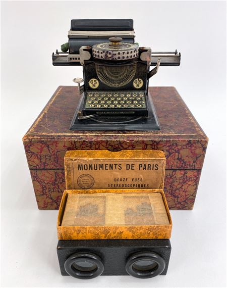 Rubbing | ANTIQUE MINI TOY TYPEWRITER AND STEREOSCOPE | MutualArt