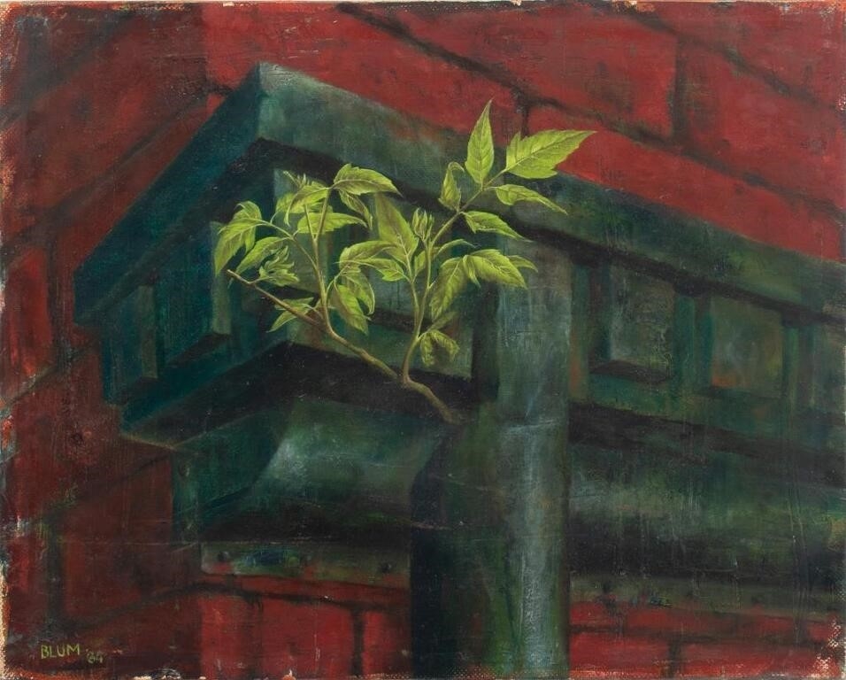Charles Blum | Charles Blum Tree Growing from Architecture Oil (1964 ...