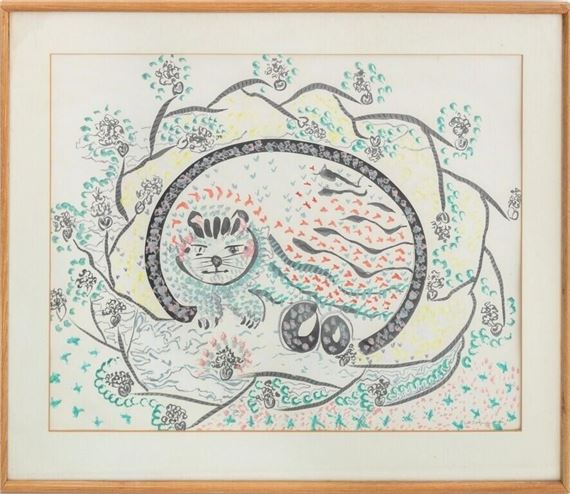 Eva Bouzard-Hui | Eva Bouzard-Hui Kitty and Spring Mixed Media | MutualArt