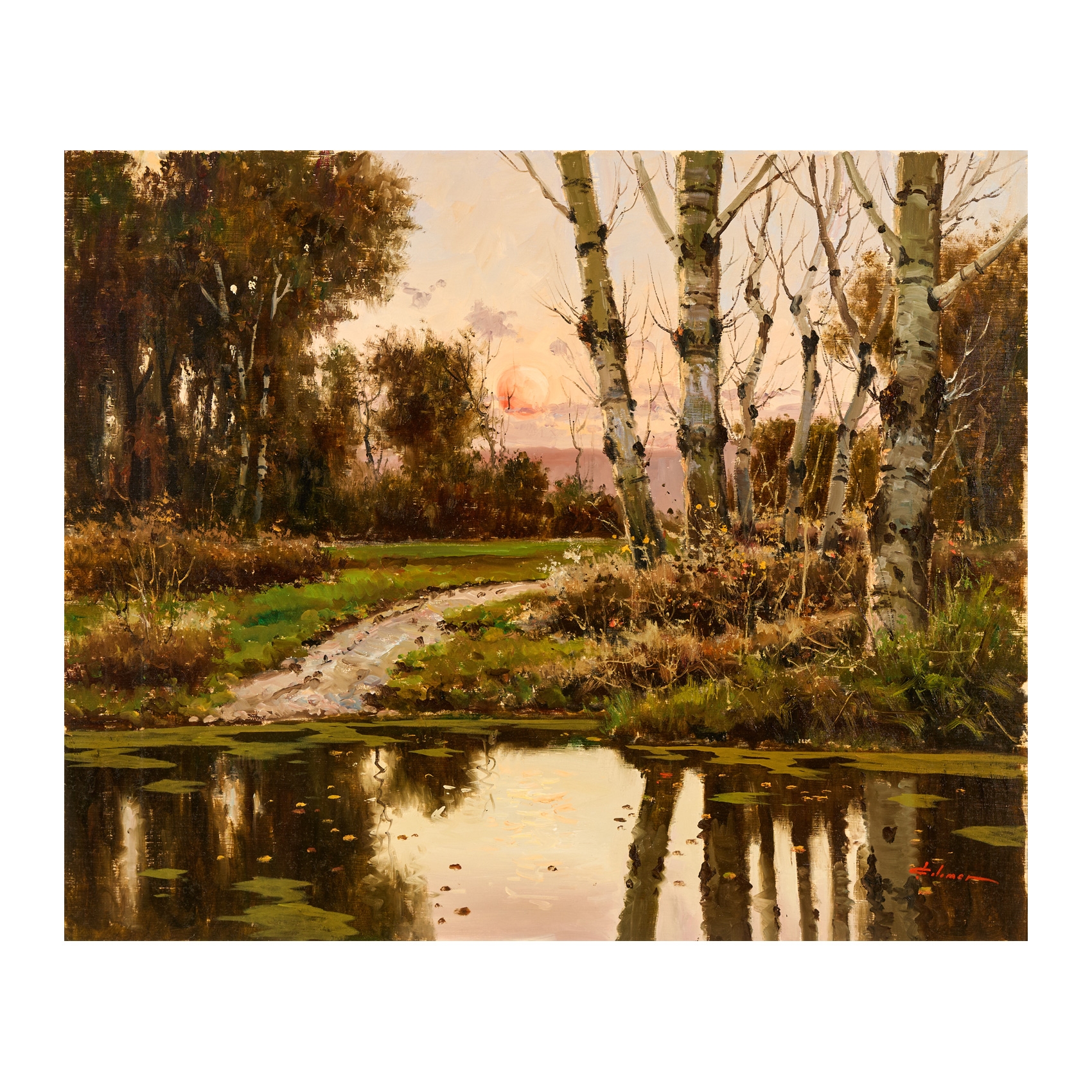 Josep Colomer Comas | Paisaje lacustre al atardecer | MutualArt