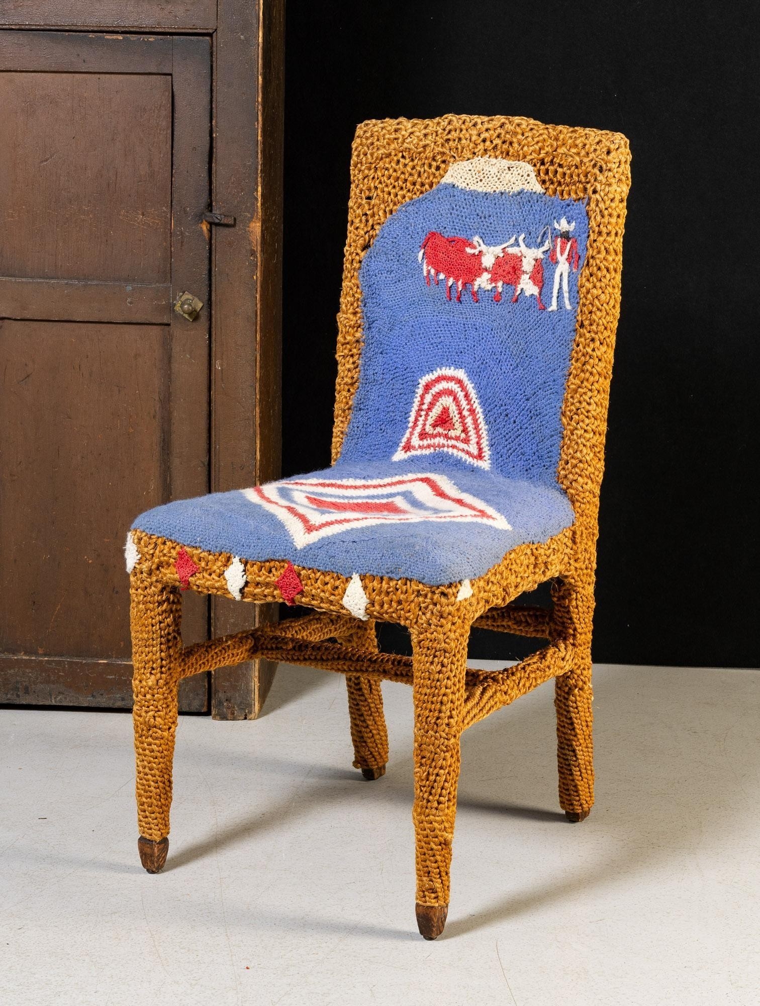 ALBERT LOHNES | CHAIR WITH FARMER AND OXEN (1965 - 1975) | MutualArt