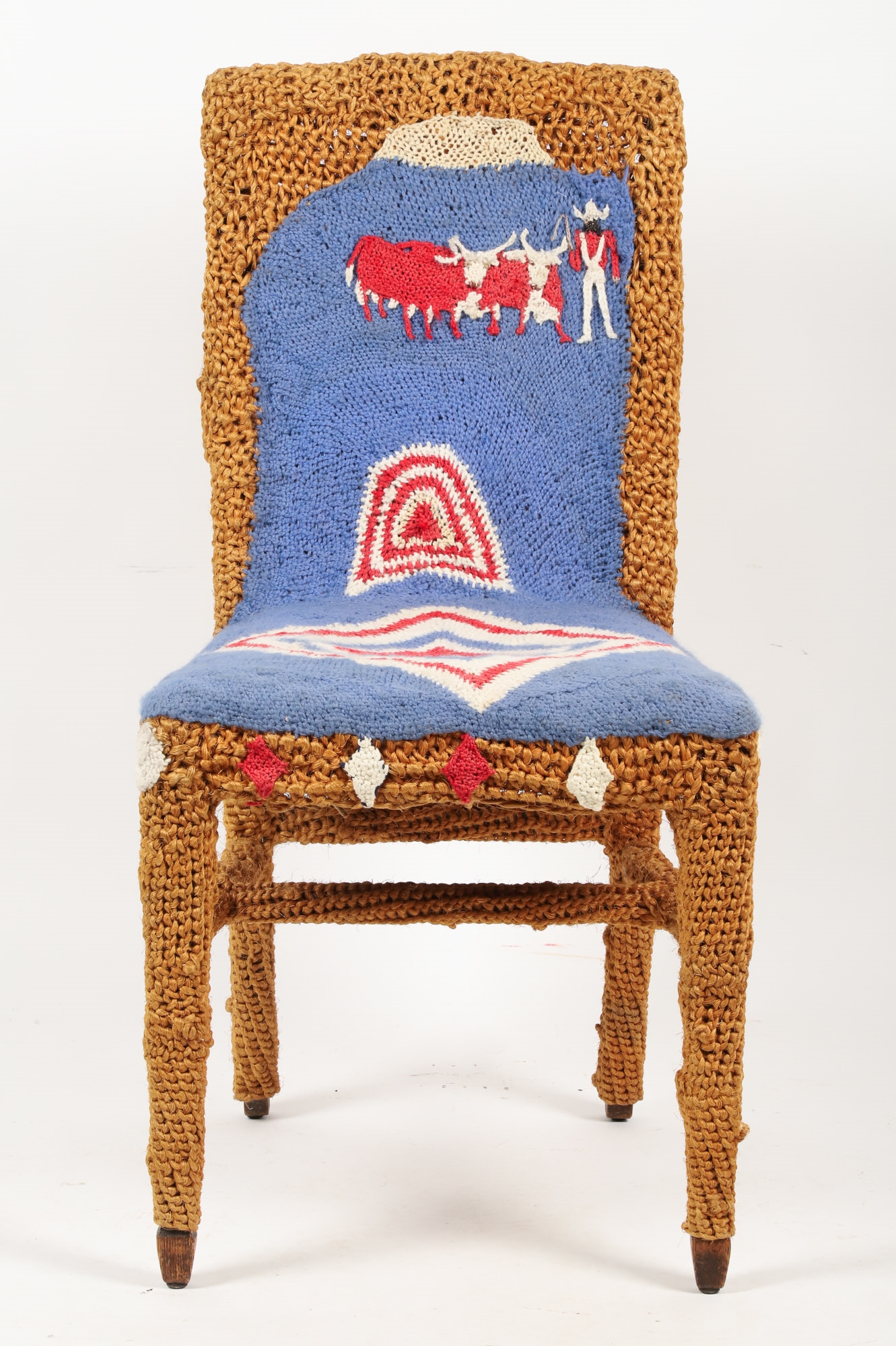 ALBERT LOHNES | CHAIR WITH FARMER AND OXEN (1965 - 1975) | MutualArt