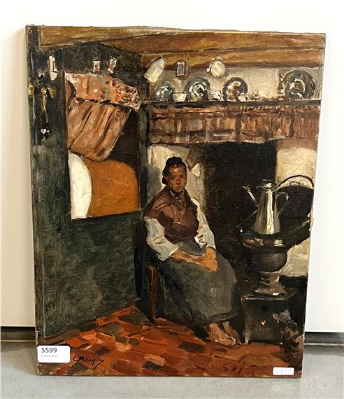 Constantin Meunier | Femme assise devant son poêle | MutualArt