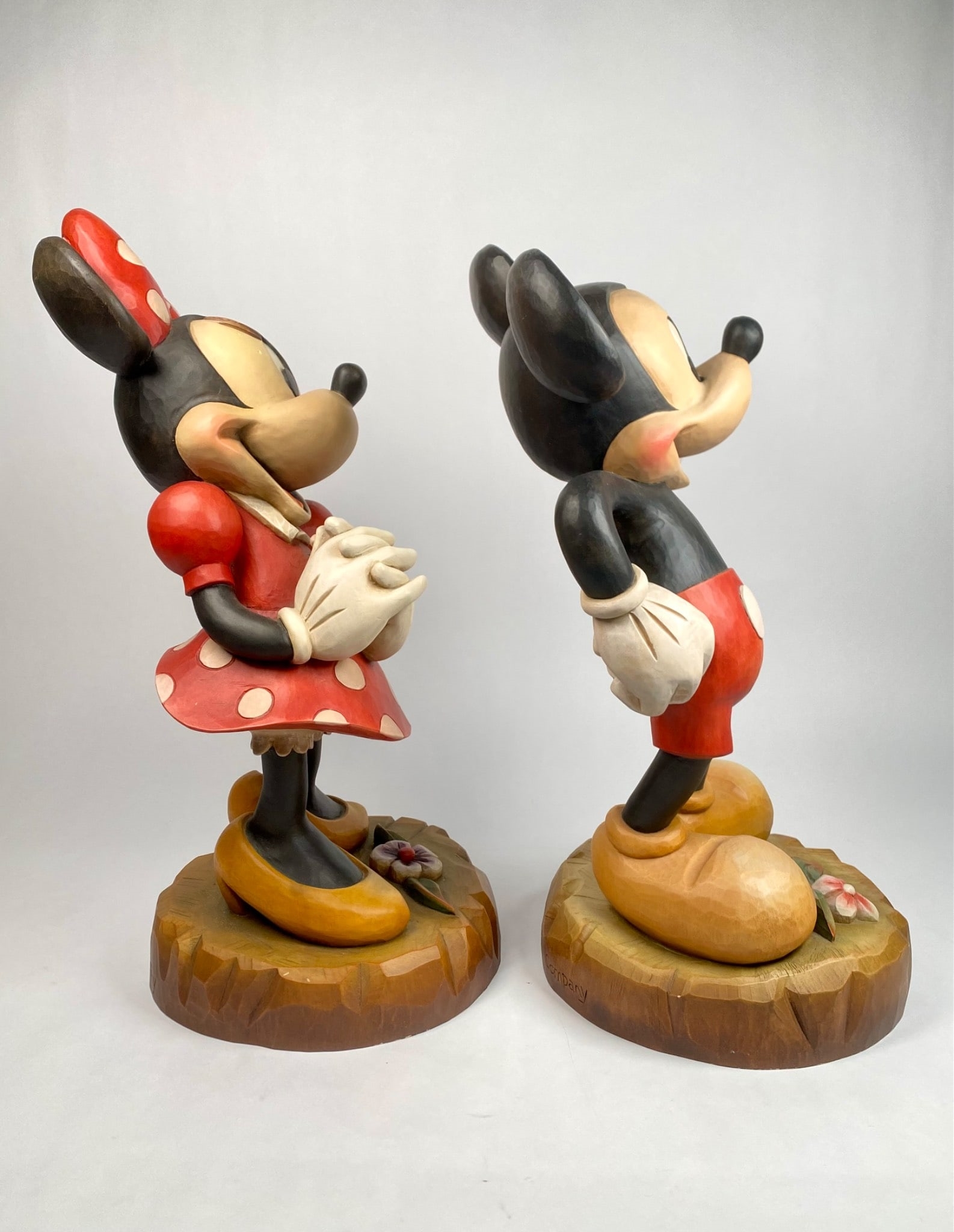 Walt Disney | Disney ANRI Wooden Mickey Minnie Mouse Big Figs (1989 ...