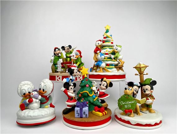 Walt Disney | Collection of Five Ceramic Disney Christmas Figurines ...
