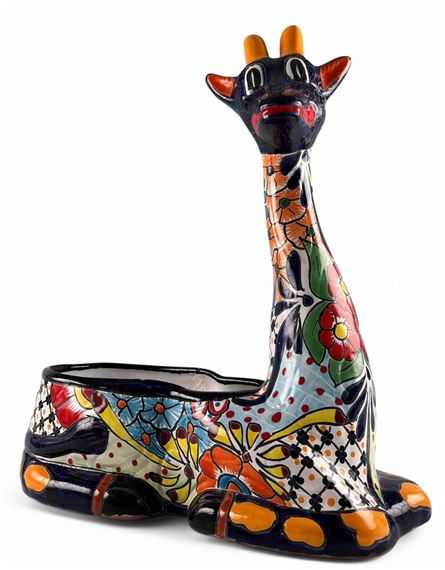 Planter | Mexican Talavera Pottery Giraffe Planter | MutualArt