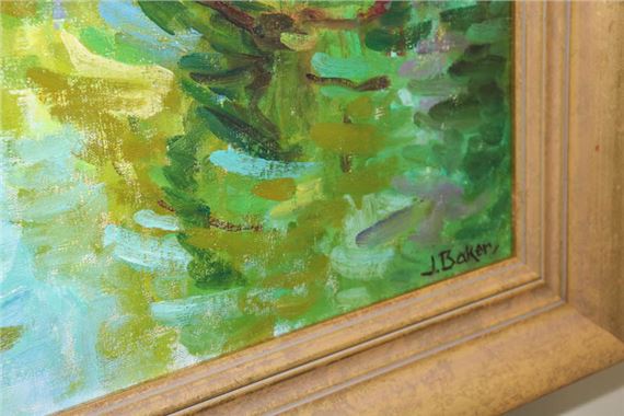 Janet Baker | Untitled (impressionist scene with water lilies) | MutualArt